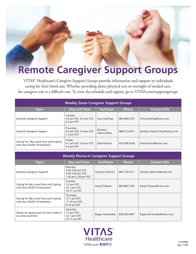Remote Caregiver Support Groups One Senior Place