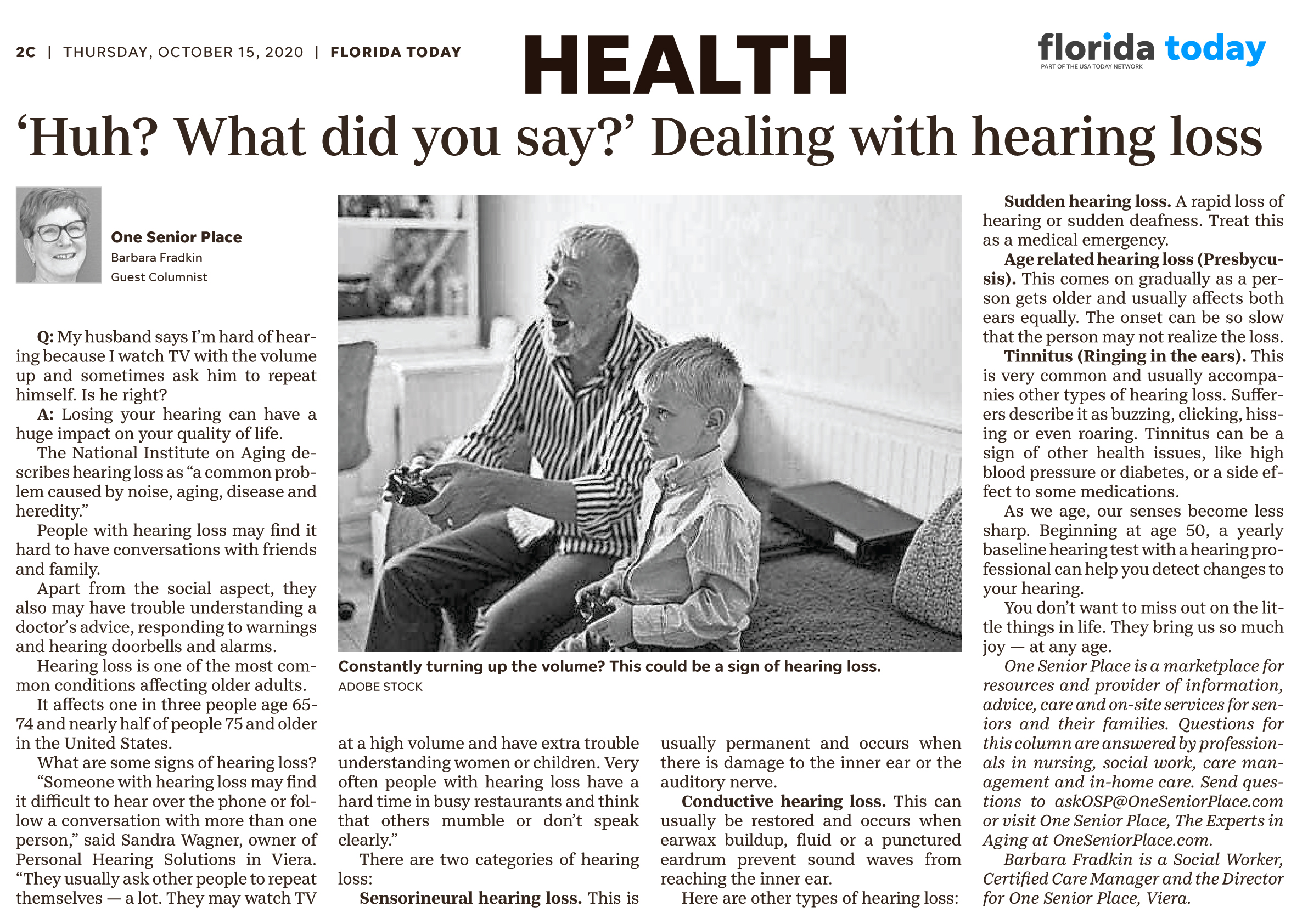 Ask One Senior Place: 'Huh? What did you say?' Dealing with hearing ...