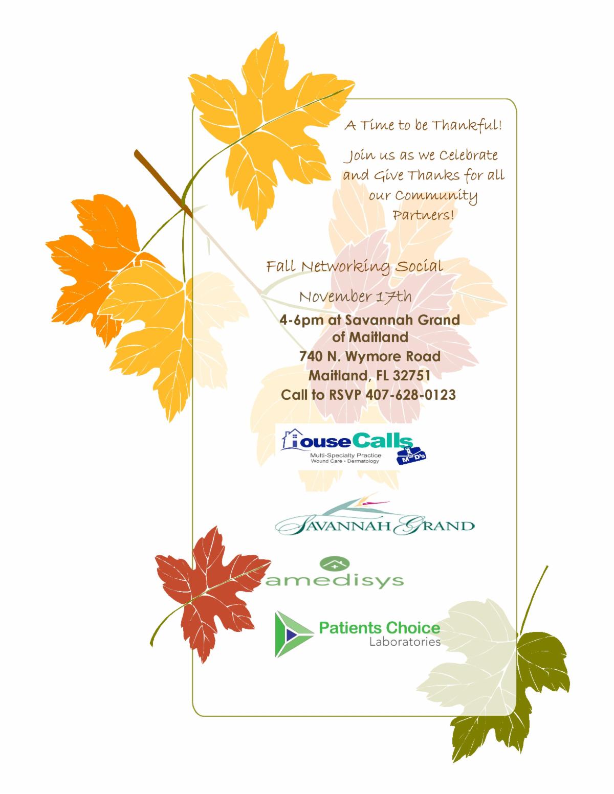 Fall Networking Social - One Senior Place