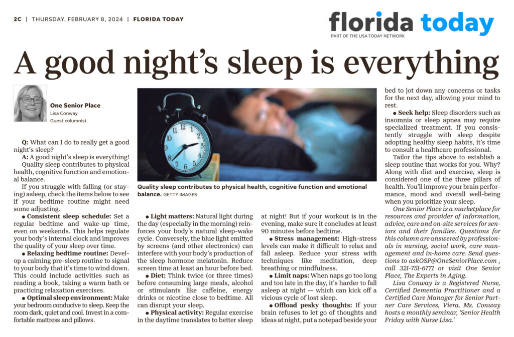 Ask One Senior Place: What can I do to really get a good night's sleep ...