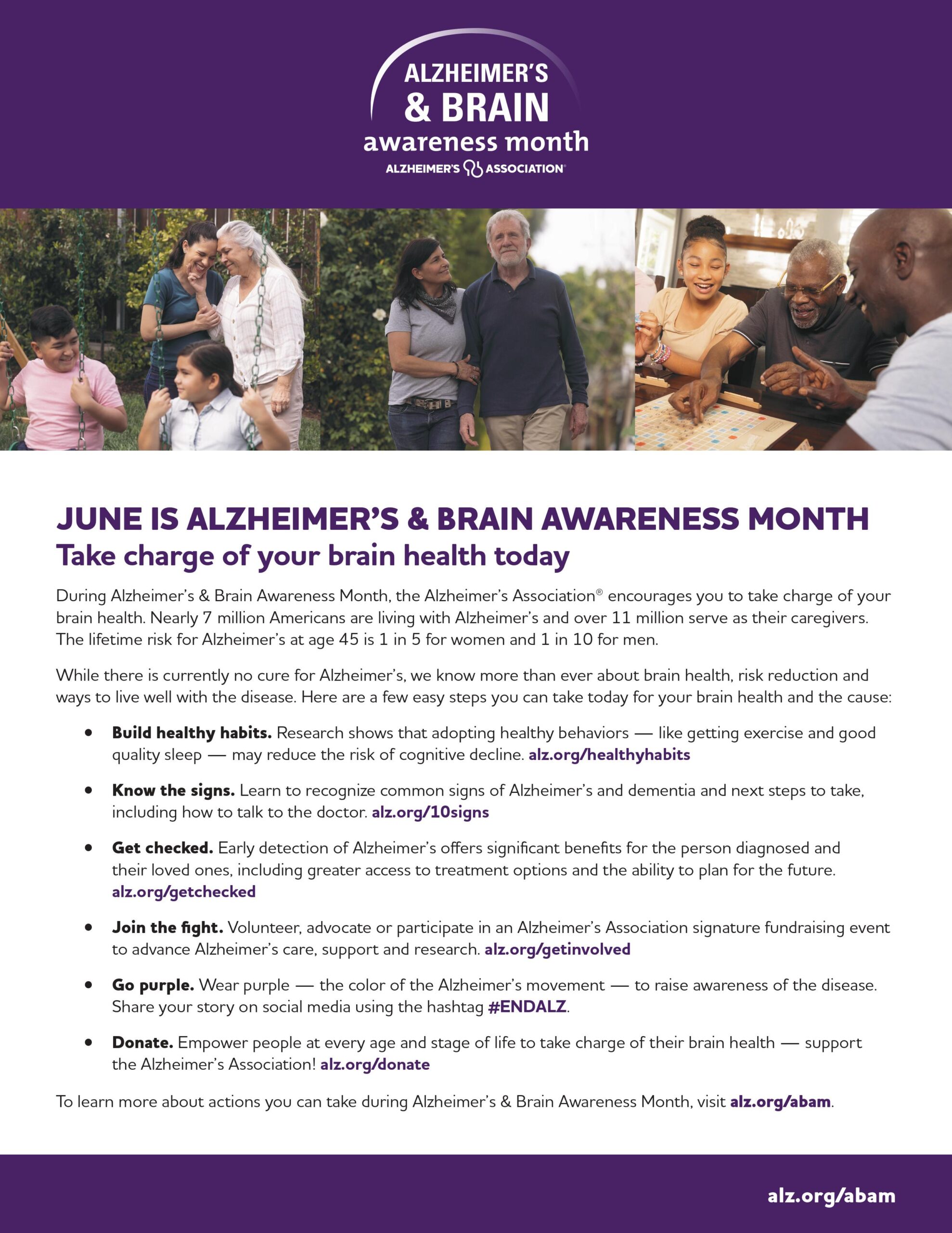 Alzheimer's & Brain Awareness Month - One Senior Place