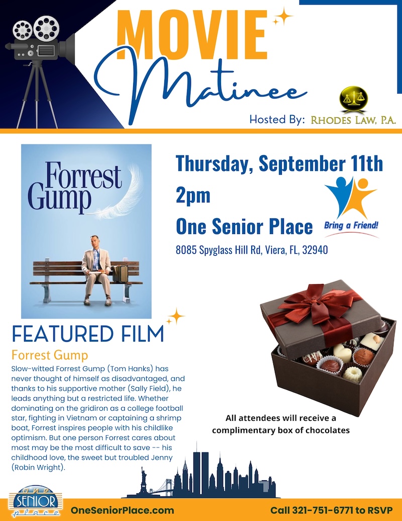 Movie Matinee Feat. Forrest Gump Hosted by Rhodes Law, P.A. - One ...