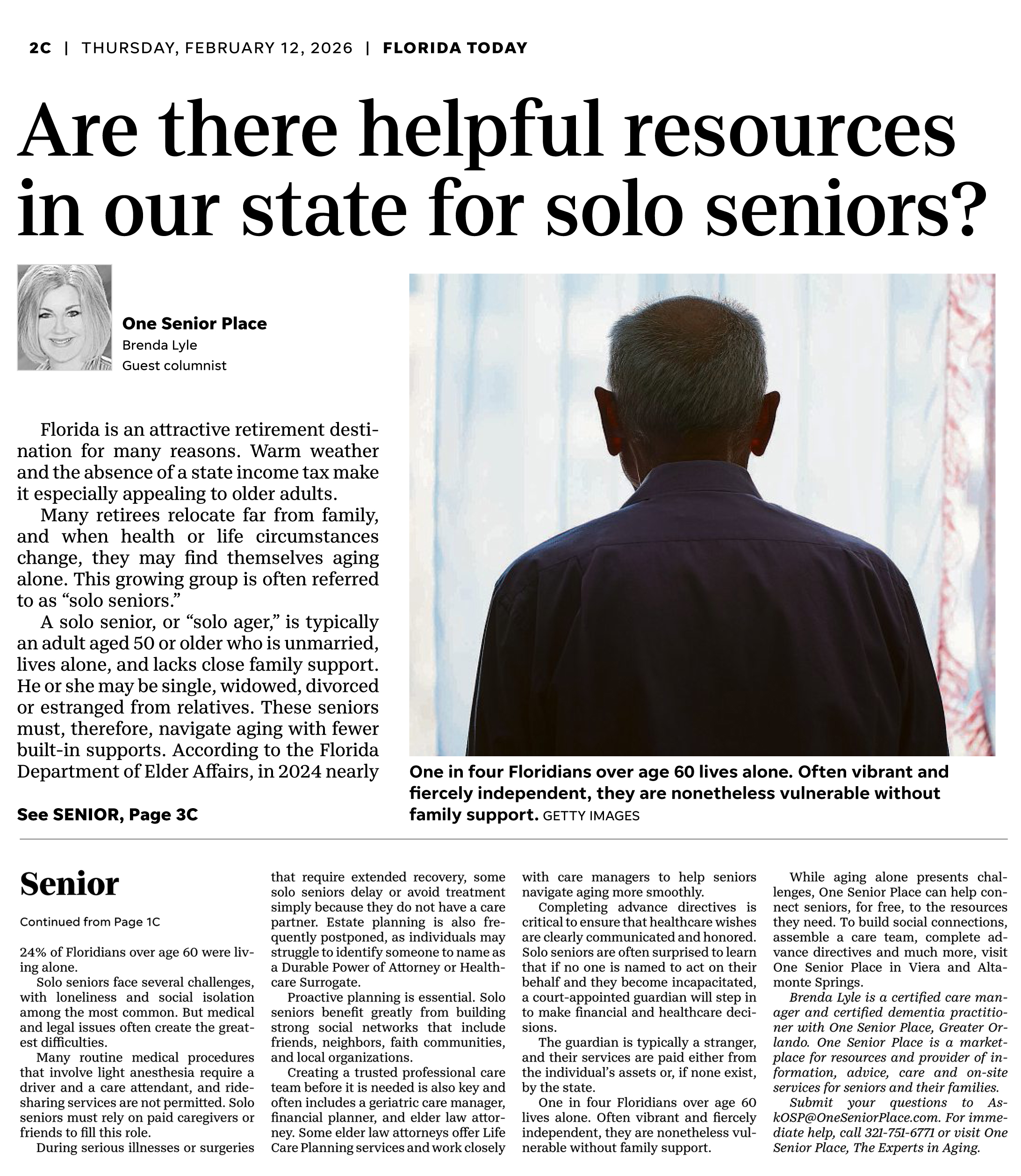 Ask One Senior Place: Are there resources for solo seniors? - One ...